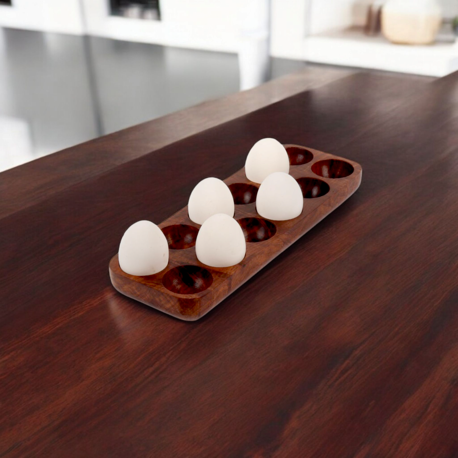 Handcrafted 12-Slot Indian Sheesham Wood Egg Tray | Rustic Wooden Egg Holder & Kitchen Organizer ...