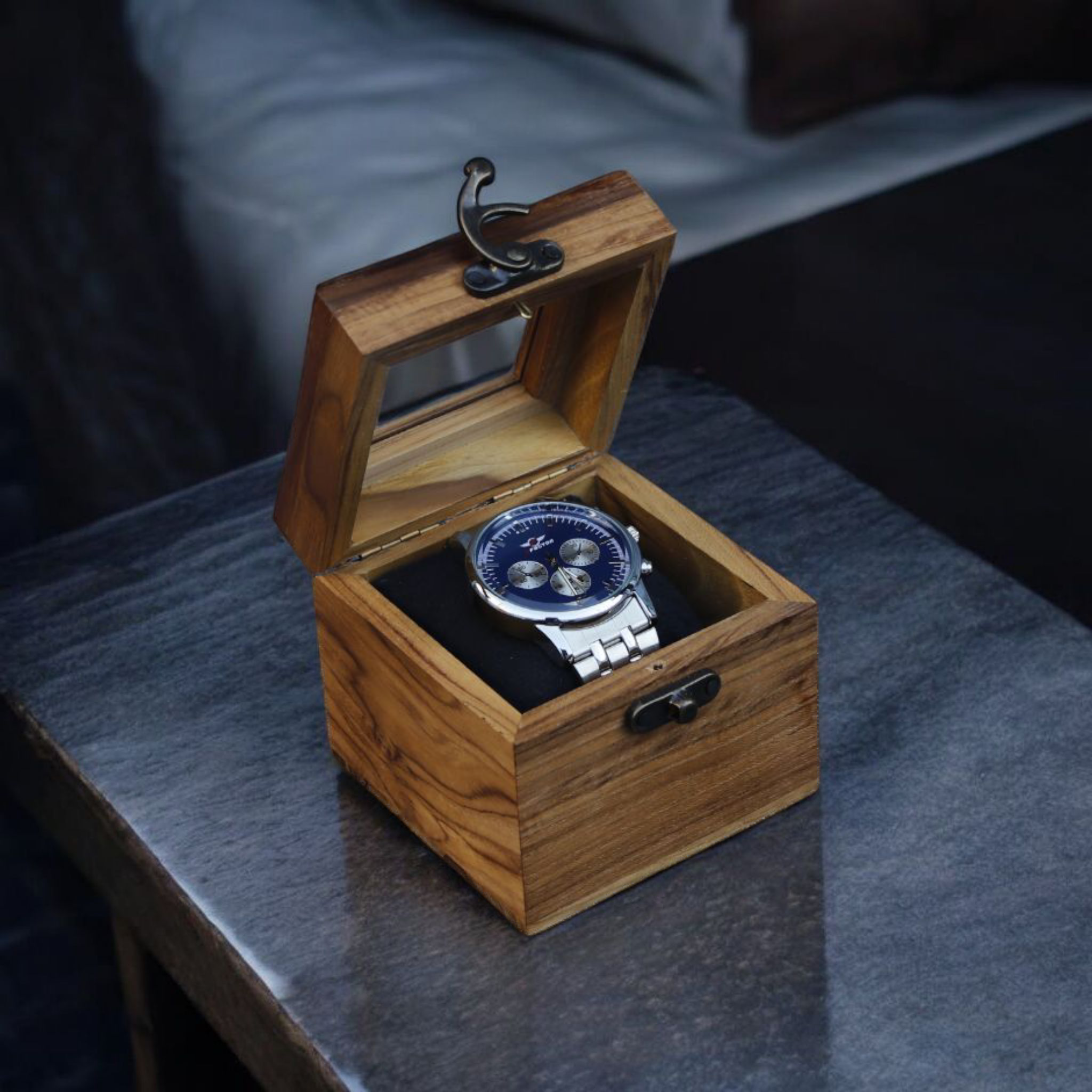 Vintage Wooden Watch Box for Men, Timepiece Display Case, Storage ...