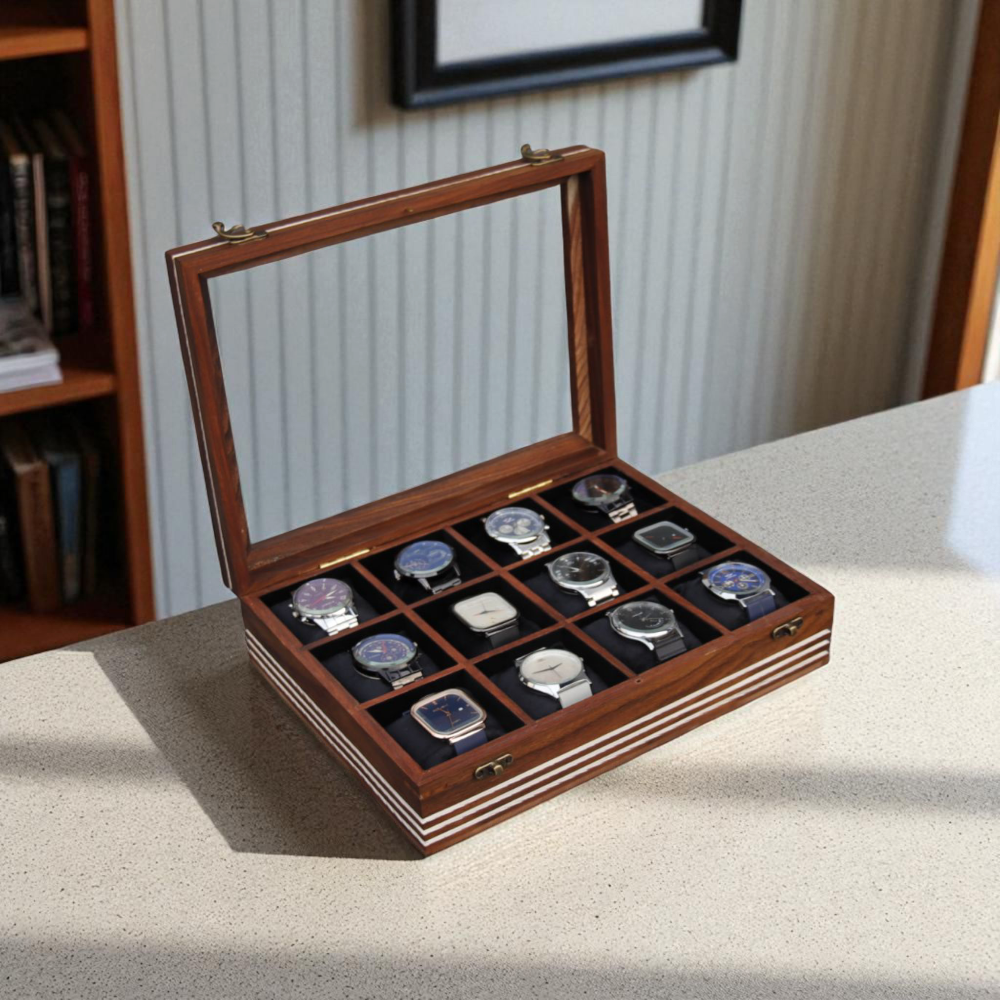 Wooden Watch Box for Men, Watch Storage Organizer, Display Case ...